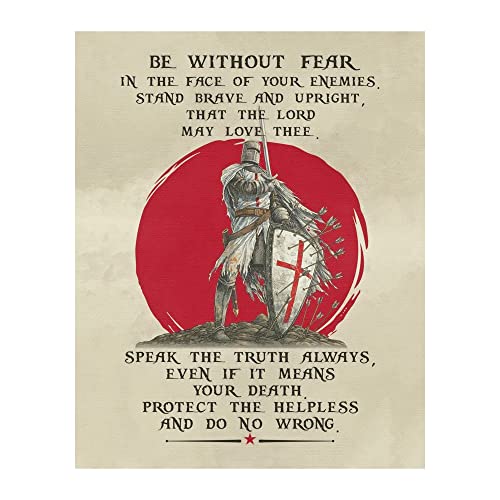 "Be Without Fear-Stand Brave & Upright"-Inspirational Christian Wall Art-11 x 14" Motivational Armor of God Warrior Print-Ready to Frame. Home-Office-Church-Religious Decor. Great Gift of Motivation!