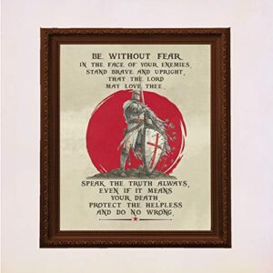 "Be Without Fear-Stand Brave & Upright"-Inspirational Christian Wall Art-11 x 14" Motivational Armor of God Warrior Print-Ready to Frame. Home-Office-Church-Religious Decor. Great Gift of Motivation!