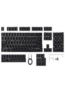 rog pbt keycap set (124 keycaps, doubleshot molded, premium feel, long durability, keycap puller, mechanical & optical stabilizers, wide compatibility),black