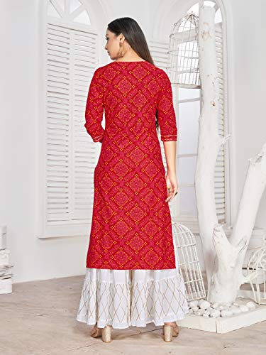 Indian Kurti for Womens With Palazzo/Pant | Rayon Embroidered Kurta Partywear Kurtis Dress For Women Tops Tunic