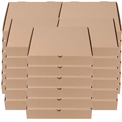 KOHAND 30 PCS 9 1/2 Inches Square Cardboard Pizza Box 1.5 inches thickness, Quality Corrugated Pizza Boxes, Disposable Takeaway Packaging Boxes keeps Pizza Fresh, Kraft Brown Color