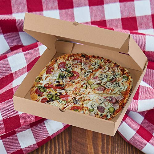 KOHAND 30 PCS 9 1/2 Inches Square Cardboard Pizza Box 1.5 inches thickness, Quality Corrugated Pizza Boxes, Disposable Takeaway Packaging Boxes keeps Pizza Fresh, Kraft Brown Color