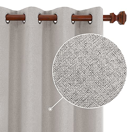 Deconovo Total Blackout Curtains, Living Room Curtains, Linen Look Textured Room Darkening Curtains 84 Inches Long for Living Room (52x84 Inch, 2 Panels, Natural)