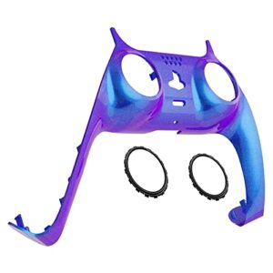 extremerate chameleon purple blue glossy decorative trim shell compatible with ps5 controller, diy replacement clip shell, custom plates cover compatible with ps5 controller with accent rings