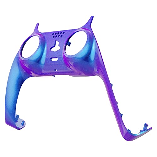 eXtremeRate Chameleon Purple Blue Glossy Decorative Trim Shell Compatible with ps5 Controller, DIY Replacement Clip Shell, Custom Plates Cover Compatible with ps5 Controller with Accent Rings