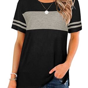 Tshirts for Women Loose Fit Black Short Sleeve Summer Tops for Women 2023 Trendy XL