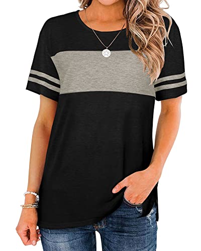 Tshirts for Women Loose Fit Black Short Sleeve Summer Tops for Women 2023 Trendy XL