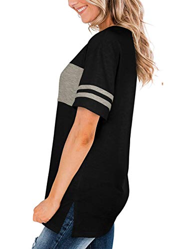 Tshirts for Women Loose Fit Black Short Sleeve Summer Tops for Women 2023 Trendy XL