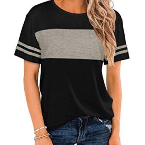 Tshirts for Women Loose Fit Black Short Sleeve Summer Tops for Women 2023 Trendy XL