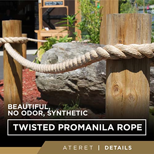 ATERET Twisted ProManila - UnManila Rope I 1 inch x 25 feet I 3 Strand Synthetic Polypropylene Rope I Multipurpose, Lightweight, Weather-Resistant Cord for Decor, Landscaping & DIY Projects