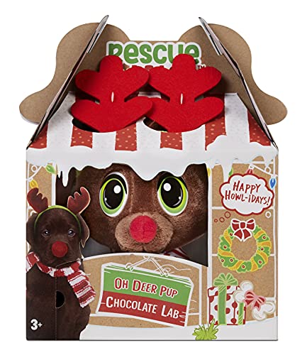 Little Tikes Rescue Tales Holiday Pup Reindeer, Soft Plush Stuffed Animal Toy, Adoption Tag & Certificate, Doghouse Playset for Kids, Pet Toys for Girls & Boys Ages 3 4 5