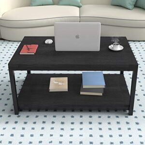 YSSOA Storage Shelf for Living Room and Office, Easy Assembly, Black (Home Coffee Table), 31x20x16 inch