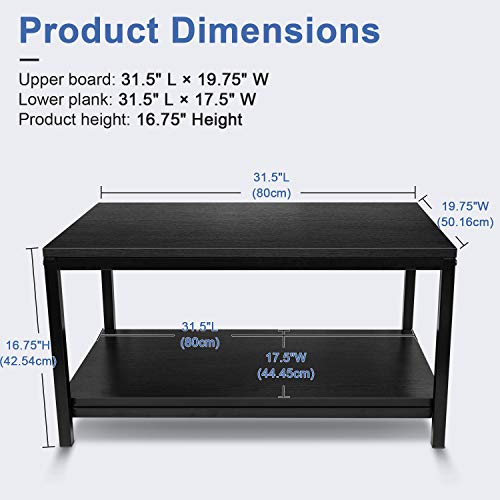 YSSOA Storage Shelf for Living Room and Office, Easy Assembly, Black (Home Coffee Table), 31x20x16 inch