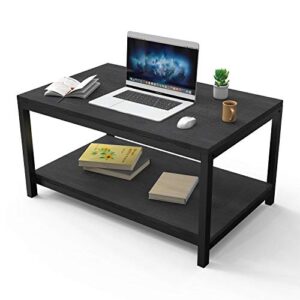 YSSOA Storage Shelf for Living Room and Office, Easy Assembly, Black (Home Coffee Table), 31x20x16 inch