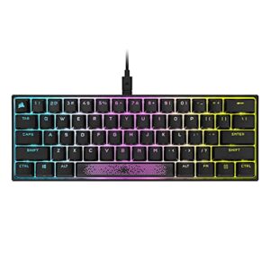 corsair k65 rgb mini 60% mechanical gaming keyboard (customizable per-key rgb backlighting, cherry mx speed mechanical keyswitches, detachable usb type-c cable, axon hyper-processing technology) black