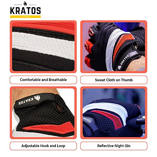 Kratos Anti-Slip Cycling Gloves for Men and Women, Touchscreen Breathable Bicycle Gloves| Mountain Bike Gloves for BMX ATV MTB Riding, Road Racing, Bicycle, Boating.