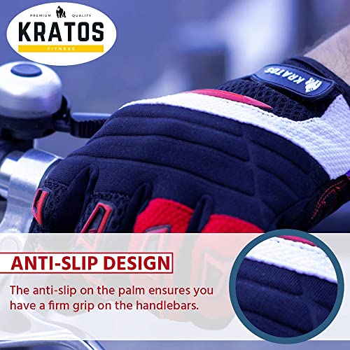 Kratos Anti-Slip Cycling Gloves for Men and Women, Touchscreen Breathable Bicycle Gloves| Mountain Bike Gloves for BMX ATV MTB Riding, Road Racing, Bicycle, Boating.