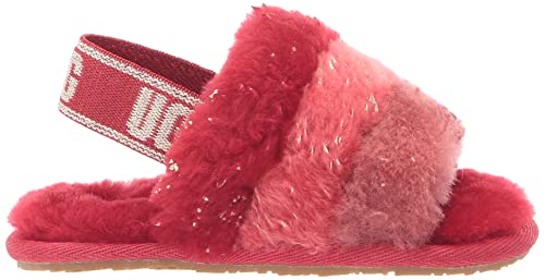 UGG Girls T Fluff Yeah Metallic Sparkle Slipper, Red Multi, 9 Toddler