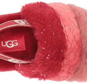 UGG Girls T Fluff Yeah Metallic Sparkle Slipper, Red Multi, 9 Toddler