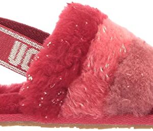 UGG Girls T Fluff Yeah Metallic Sparkle Slipper, Red Multi, 12 Little Kid