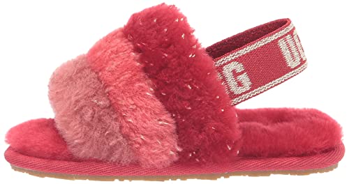 UGG Girls T Fluff Yeah Metallic Sparkle Slipper, Red Multi, 12 Little Kid