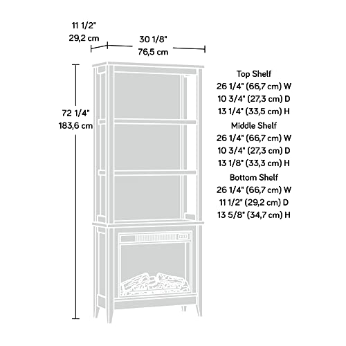 Sauder Library Fireplace, Vintage Oak Finish