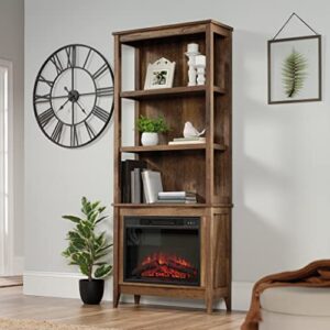 Sauder Library Fireplace, Vintage Oak Finish