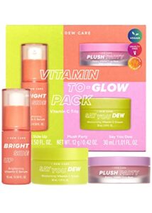 i dew care skincare set - vitamin to glow pack | with niacinamide, grapefruit extract, vitamin c, vitamin e, vitamin b5, serum, cream, lip mask, illuminating vitamin c trio, gift, spa day, gift set, travel size, korean skincare, tsa friendly sizes