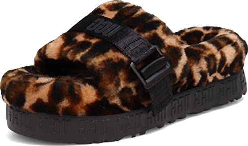 UGG Women's FLUFFITA Panther Print Slipper, Butterscotch, 5