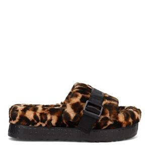 UGG Women's FLUFFITA Panther Print Slipper, Butterscotch, 5