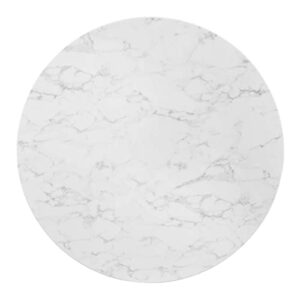 Modway Tupelo Round Artificial Marble Dining Table, 48 in, Gold White