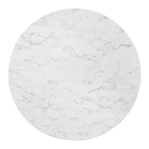 Modway Tupelo Round Artificial Marble Dining Table, 48 in, Gold White