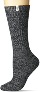 ugg women's rib knit slouchy crew sock, grey / black, one size