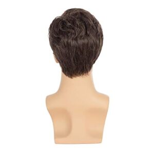 Swiking Brown Wigs for Men Short Layered Cosplay Costume Party Natural Hair for Male Guy Synthesis Full Wig (Brown)