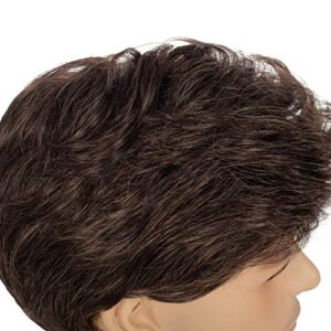 Swiking Brown Wigs for Men Short Layered Cosplay Costume Party Natural Hair for Male Guy Synthesis Full Wig (Brown)