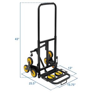 Mount-It! Stair Climbing Dolly - 3 Wheel Stair Climbing Cart | Easily Lift Heavy Items Up and Down Steps | Holds 330 Pounds and Smoothly Rolls on Variety of Surfaces - Portable Dolly for Stairs