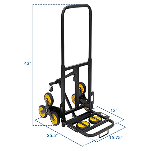 Mount-It! Stair Climbing Dolly - 3 Wheel Stair Climbing Cart | Easily Lift Heavy Items Up and Down Steps | Holds 330 Pounds and Smoothly Rolls on Variety of Surfaces - Portable Dolly for Stairs