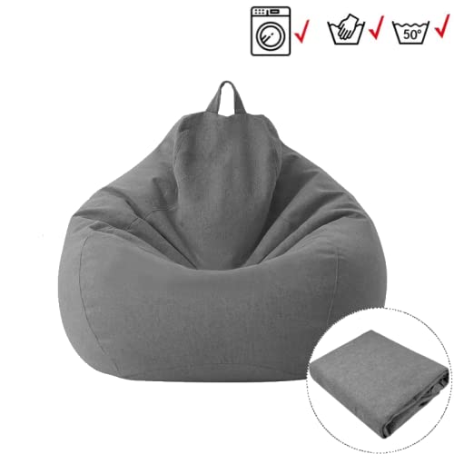 KODENG Large Small Lazy Sofas Cover Chairs Without Filler Linen Cloth Lounger Seat Bean Bag Pouf Puff Couch Tatami Living Room Beanbags (70x80cm)