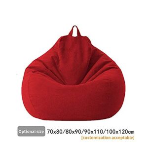 KODENG Large Small Lazy Sofas Cover Chairs Without Filler Linen Cloth Lounger Seat Bean Bag Pouf Puff Couch Tatami Living Room Beanbags (70x80cm)