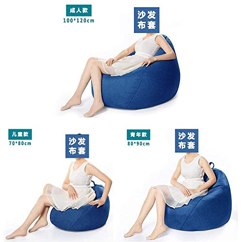 KODENG Large Small Lazy Sofas Cover Chairs Without Filler Linen Cloth Lounger Seat Bean Bag Pouf Puff Couch Tatami Living Room Beanbags (70x80cm)