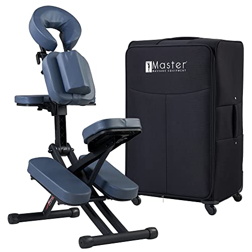 Master Massage Rio Portable Massage Chair - Royal Blue, Lightweight 24 lbs, Aluminum Foldable Frame, Fully Adjustable