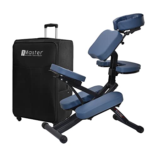 Master Massage Rio Portable Massage Chair - Royal Blue, Lightweight 24 lbs, Aluminum Foldable Frame, Fully Adjustable