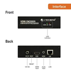 J-Tech Digital H.264 IPTV HDMI Video Encoder 1080P 60Hz for Live Stream Broadcast on YouTube, Facebook, Twitch, Supports RTSP, RTP, RTMPS, RTMP, HTTP, UDP, ONVIF Control App Available, Audio in