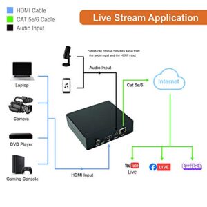 J-Tech Digital H.264 IPTV HDMI Video Encoder 1080P 60Hz for Live Stream Broadcast on YouTube, Facebook, Twitch, Supports RTSP, RTP, RTMPS, RTMP, HTTP, UDP, ONVIF Control App Available, Audio in