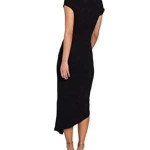 LAUNDRY BY SHELLI SEGAL Women's Midi Cap Sleeve Asymmetrical Knot Front Dresses, Black, Medium