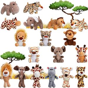 18 pieces small stuffed animals mini jungle animal plush toys stuffed animals set in 4.8 inch cute small plush for animal themed parties teacher student award (stylish style)