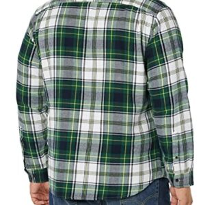 Amazon Essentials Men's Regular-Fit Long-Sleeve Two-Pocket Flannel Shirt, Green/Ivory, Plaid, X-Large