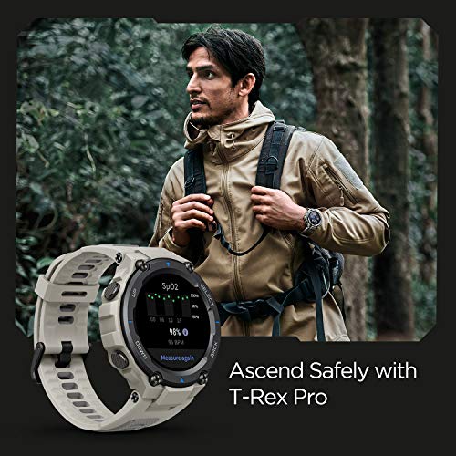 Amazfit T-Rex Pro Smart Watch for Men Rugged Outdoor GPS Fitness Watch, 15 Military Standard Certified, 100+ Sports Modes, 10 ATM Water-Resistant, 18 Day Battery Life, Blood Oxygen Monitor, Gray