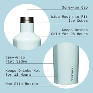 Corkcicle Insulated Canteen Travel Water Bottle, Triple Insulated Stainless Steel, Easy Grip Flat Sides and Screw-on Cap, Keeps Beverages Cold for 25 Hours or Warm for 12 Hours, 25 oz, Powder Blue