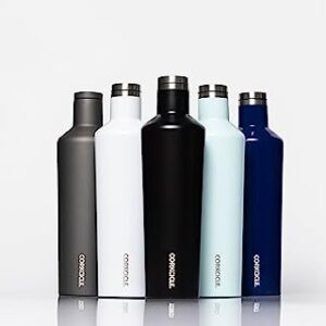 Corkcicle Insulated Canteen Travel Water Bottle, Triple Insulated Stainless Steel, Easy Grip Flat Sides and Screw-on Cap, Keeps Beverages Cold for 25 Hours or Warm for 12 Hours, 25 oz, Powder Blue